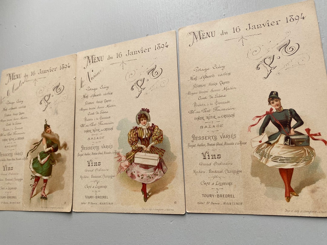 NEW STOCK 3 Lovely Collection of Original Vintage French Pretty 1894 ...