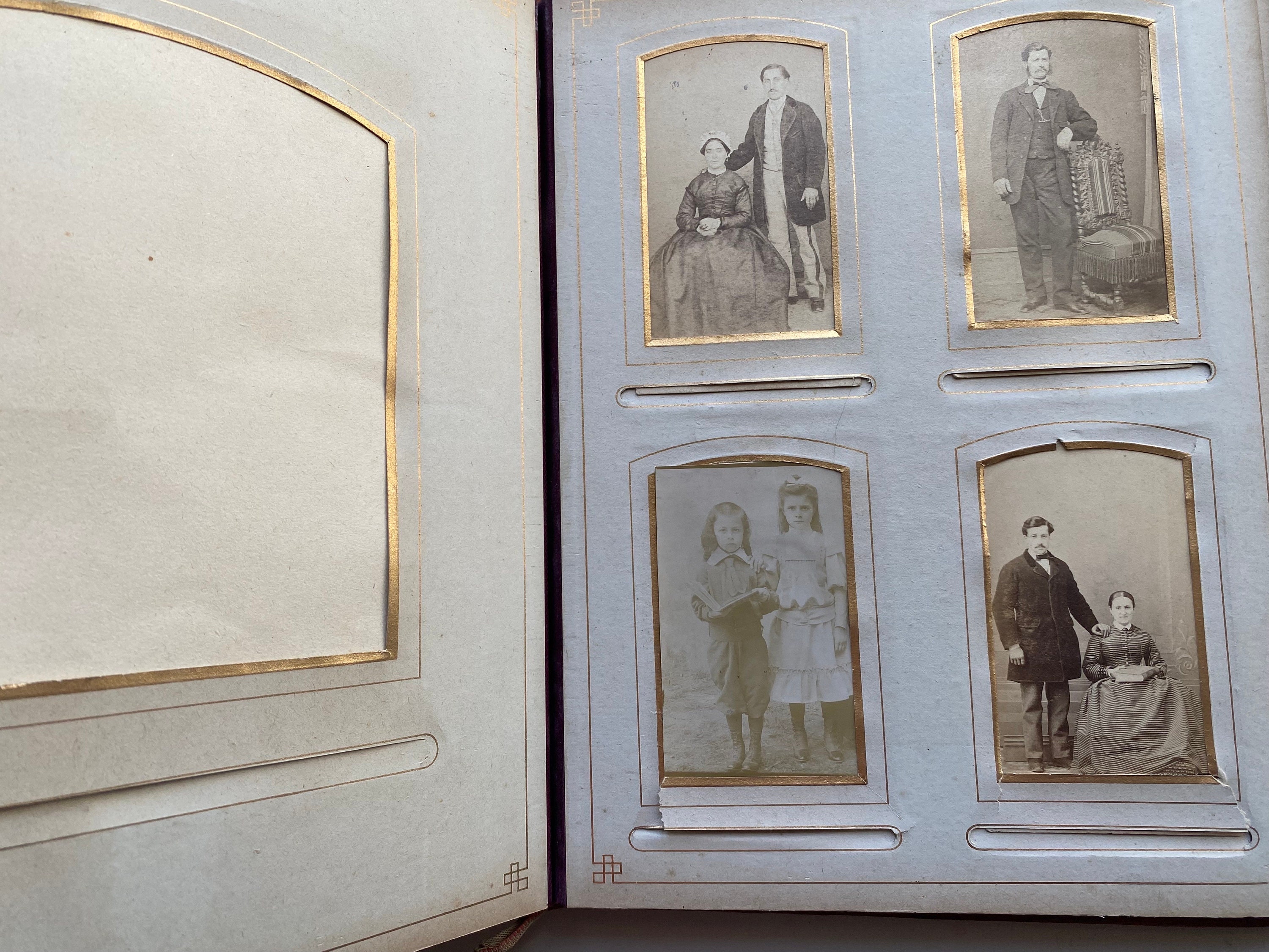 Large Heavy Vintage Very Scruffy French Photograph Album With 40 Old ...