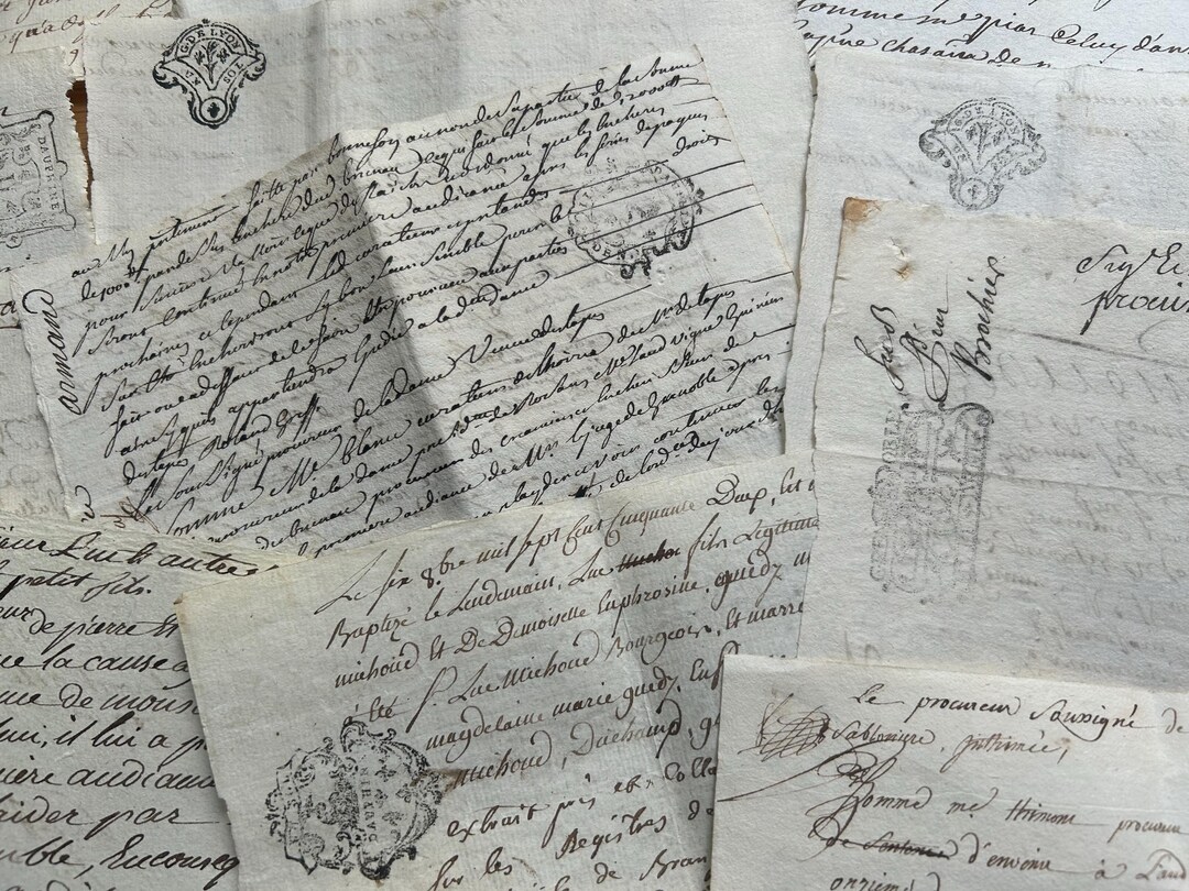NEW STOCK Stunning Antique Small French Stamped Handwritten 1700’s ...