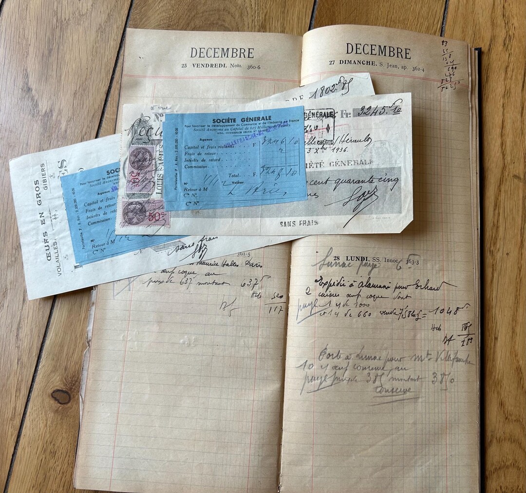 NEW STOCK Used Tall Original Vintage French 1936 Diary Agenda With ...