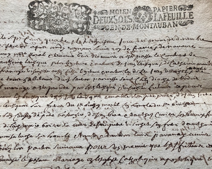 Stunning Antique 1704 French Marriage Contract Handwritten Old Paper ...