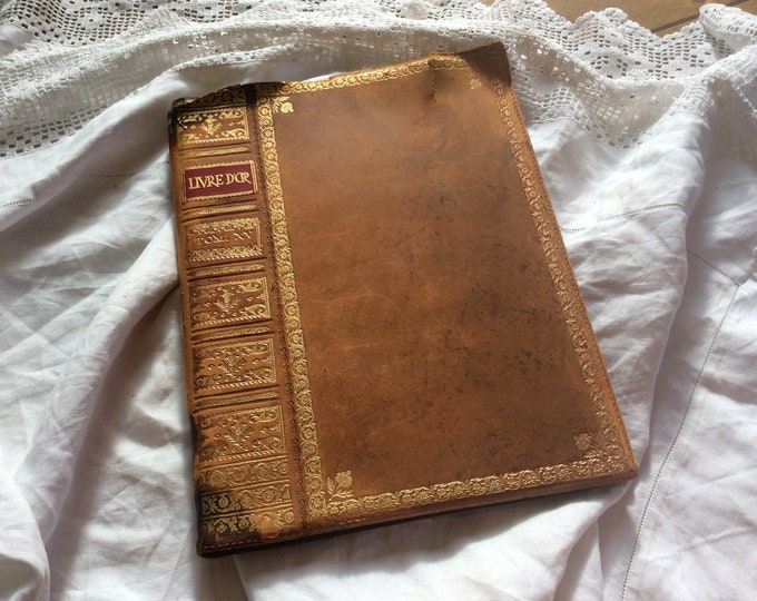 Unusual Decorative French Leather Notebook With Handwriting but Mainly ...