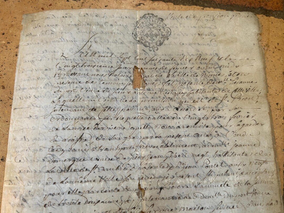 NEW STOCK Amazing 1779 Antique Vellum Rare French 4 Pages Aged Paged ...