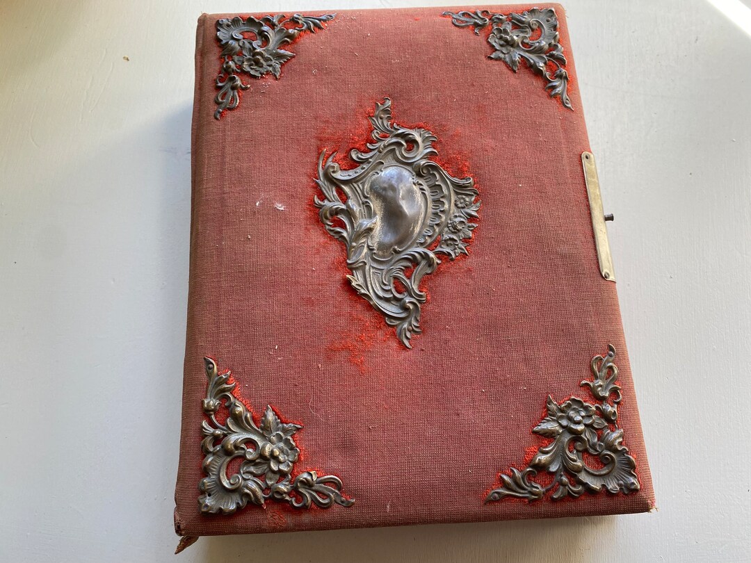 Large Heavy Vintage Very Scruffy French Photograph Album With 40 Old ...
