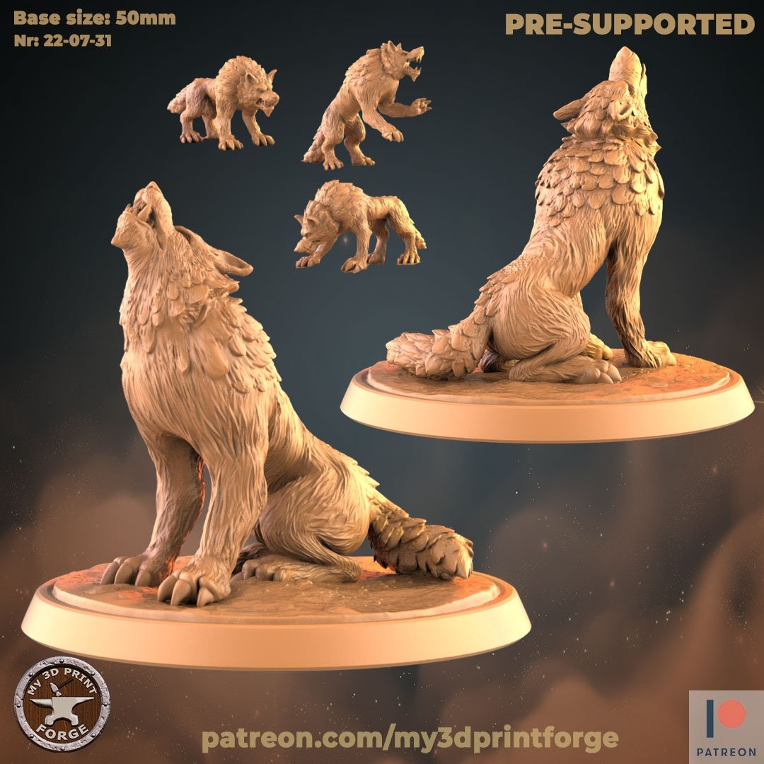 Wolves / Wolf Pack • Worgens • My 3D Print Forge • 3D Printed 32mm ...