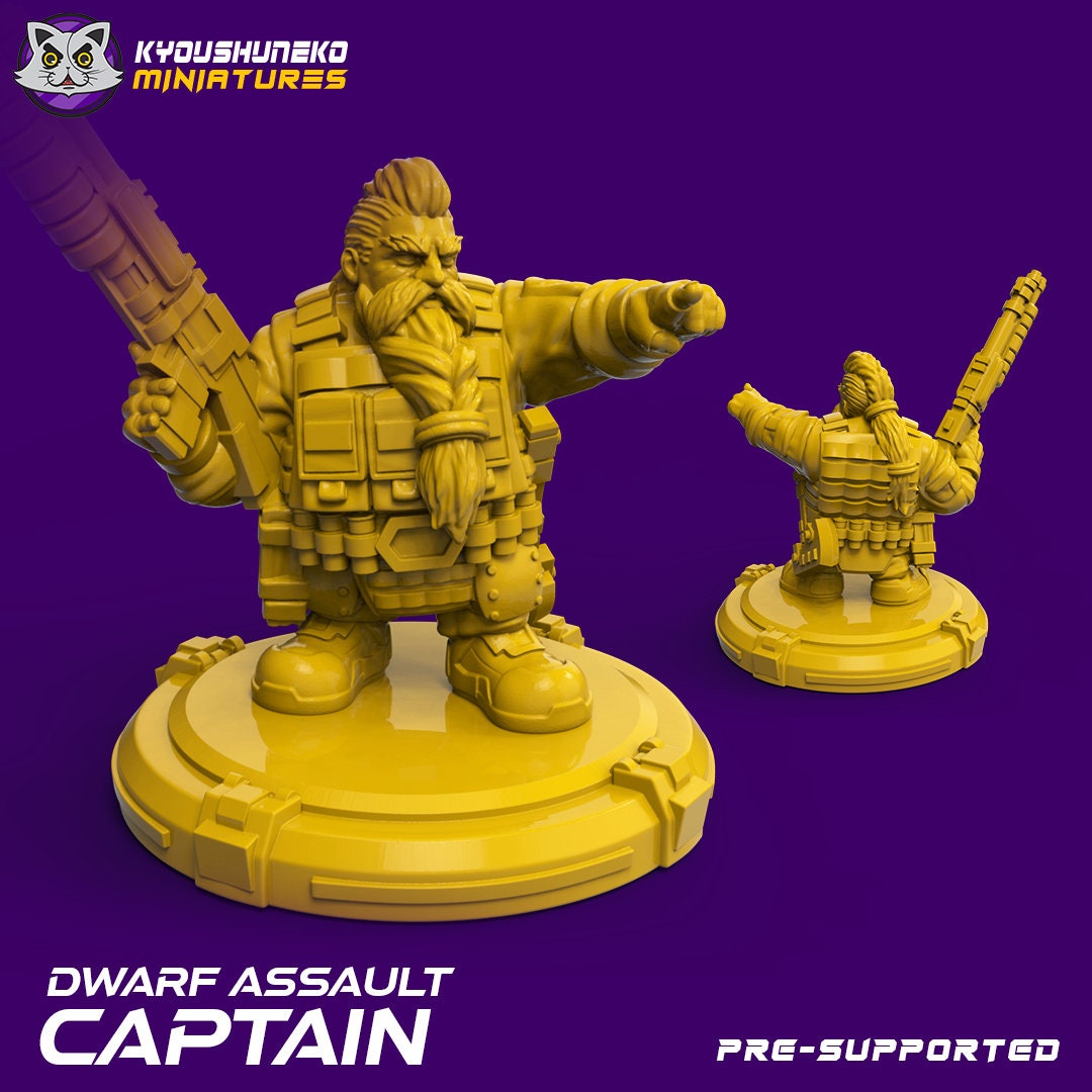 Space Dwarf Assault Captain Dwarfs Kyoushuneko Miniatures 3D Printed ...