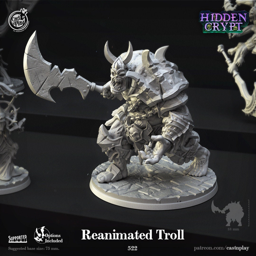 Reanimated Troll • Hidden Crypt • Cast 'n Play • 3D Printed 32mm ...