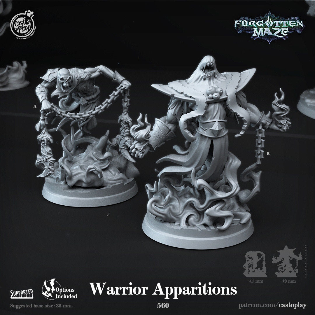 Warrior Apparitions • Forgotten Maze • Cast 'n Play • 3D Printed 32mm ...