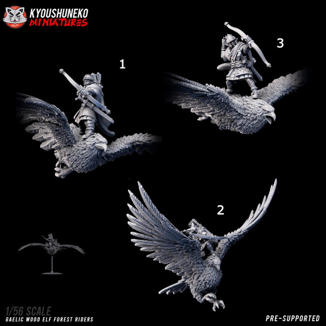 Elf Hawk Rider Gaelic Wood Elves Kyoushuneko Miniatures 3D Printed 32mm ...