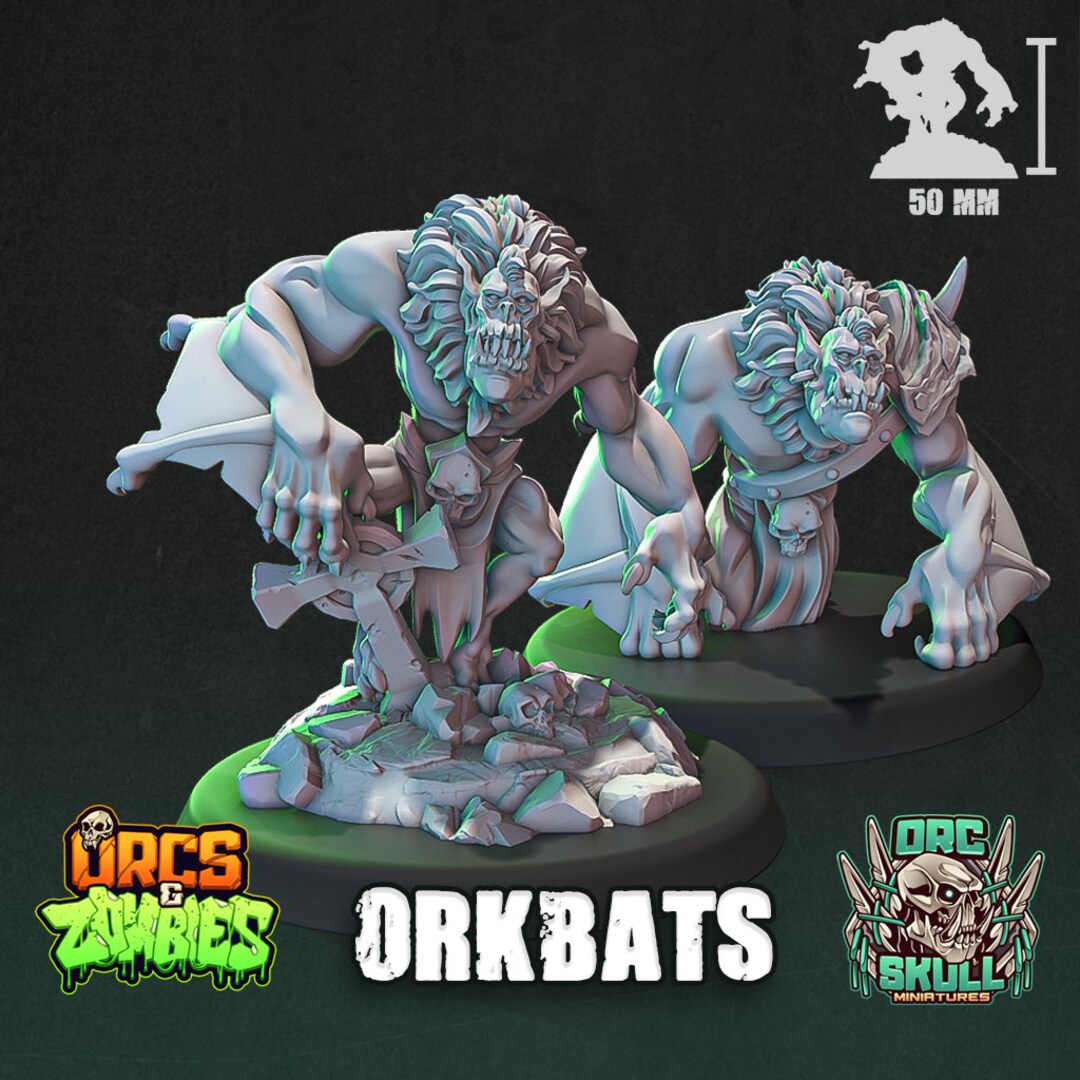 Orkbat • Orcs & Zombies • Orc Skull Miniatures • 3D Printed 32mm ...