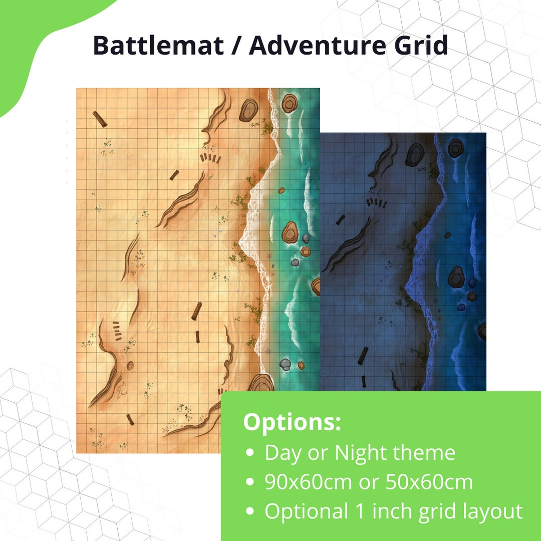 Beach Battlemat / Adventure Grid • Battle Maps • Cast 'n Play ...
