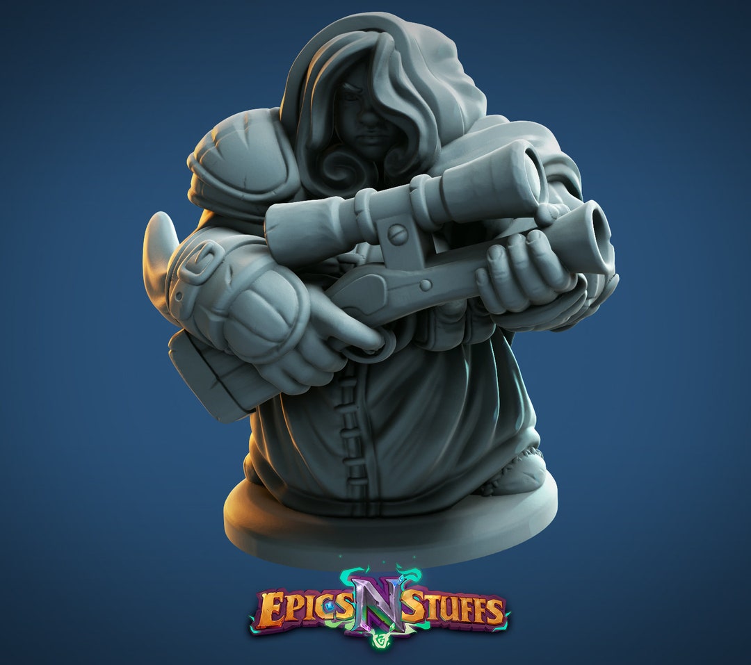 Dwarven Female Ranger With Gun Epics 'N' Stuffs 3D Printed 32mm ...