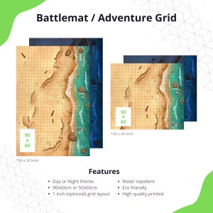 Beach Battlemat / Adventure Grid • Battle Maps • Cast 'n Play • Tabletop & Wargame Accessory - Etsy