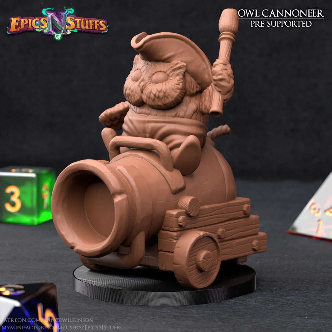 Owlkin Cannoneer • Owlkin • Epics 'N' Stuffs • 3D Printed 32mm Tabletop ...