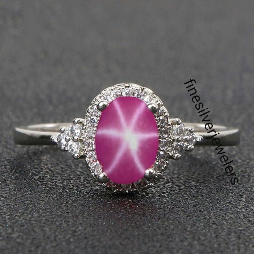 Women Red Ruby Star Ring 925 Sterling Silver Handmade Ring Lindy Star ...