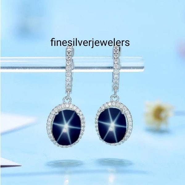 Genuine Blue Star Sapphire Earrings - Etsy