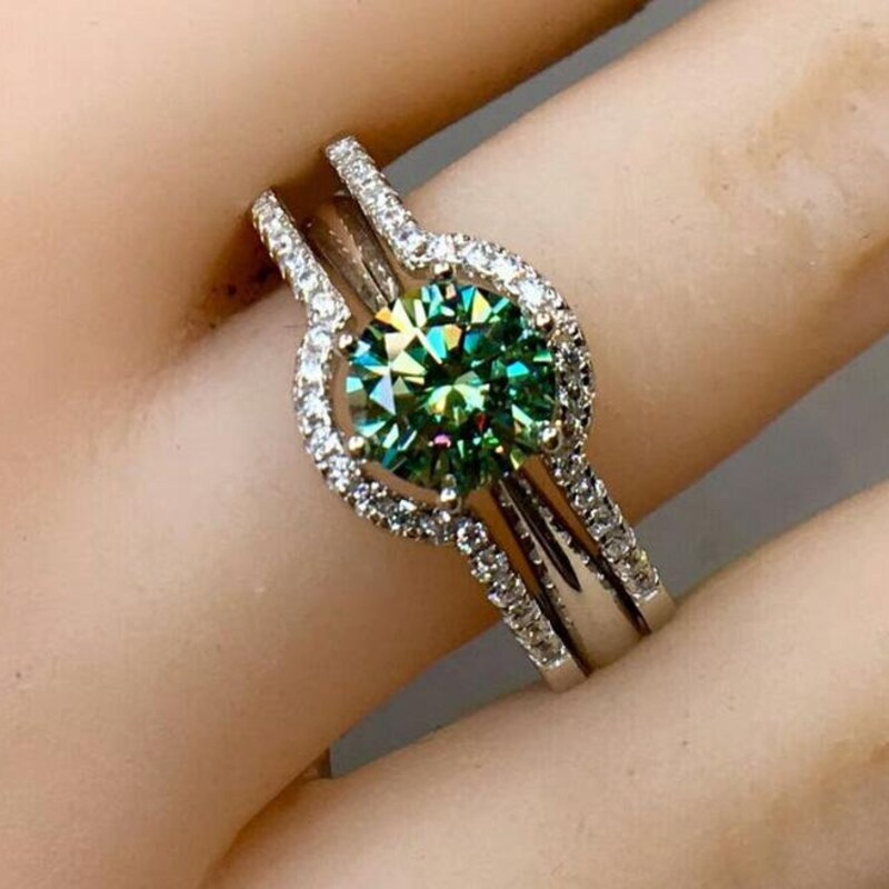 Moissanite Wedding Set - Etsy