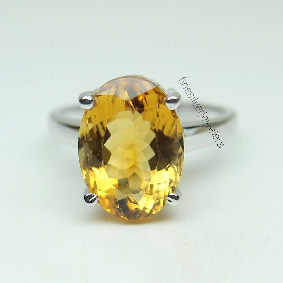 Vintage Citrine Ring, November Birthstone Ring, 925 Sterling Silver ...