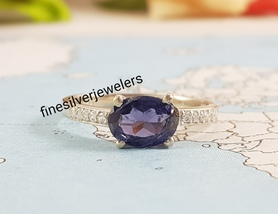 Engagement Iolite Ring, Blue Iolite Ring, Natural Iolite Ring, Elegant ...