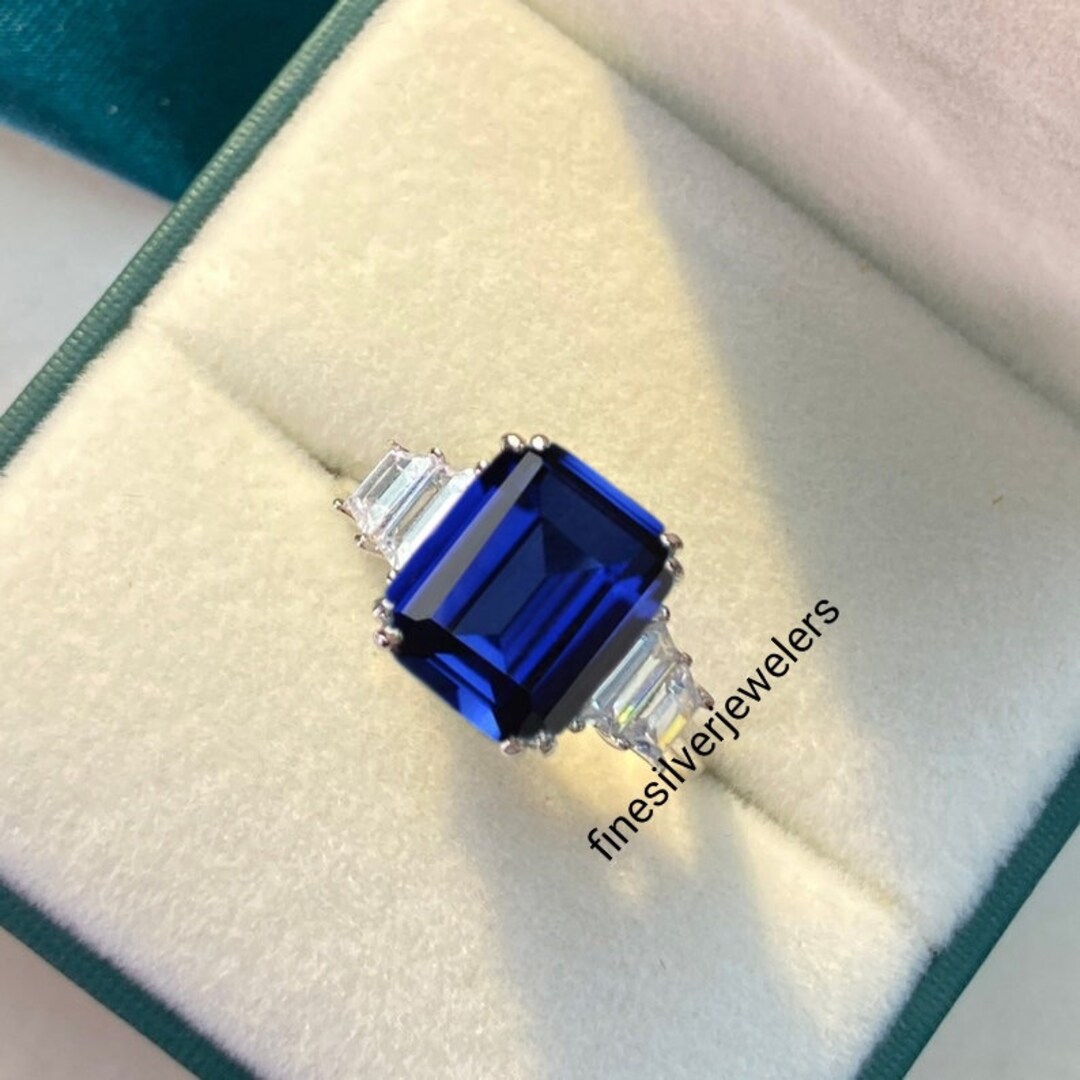 Vintage Lab Created Sapphire Ring, September Birthstone Ring ...