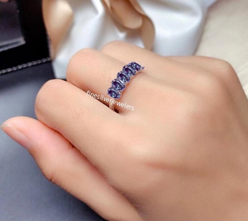 Eternity Band Ring/alexandrite Wedding Ring/925 Sterling Silver Ring ...