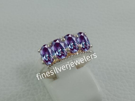 Dainty Eternity Band/ Alexandrite Wedding Ring/925 Sterling - Etsy