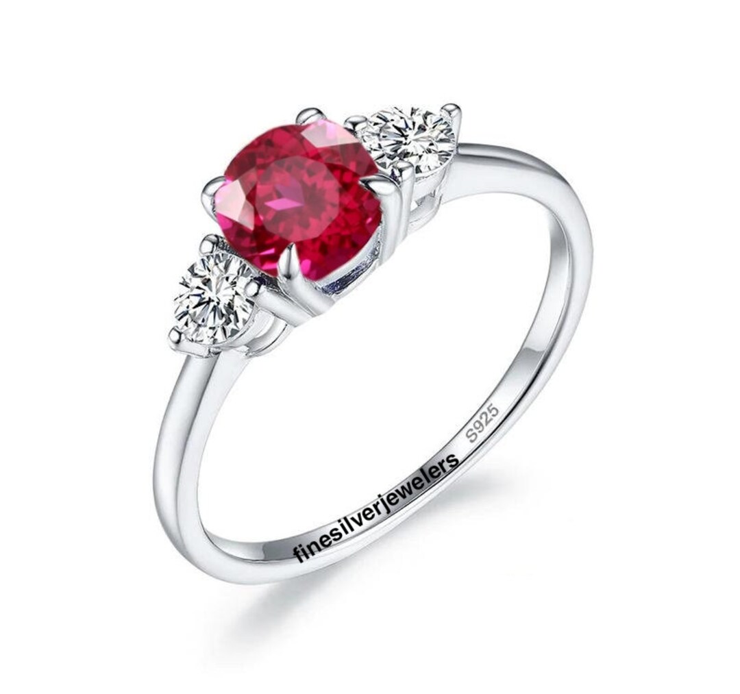 Lab Ruby Round Cut Ring Genuine Lab Ruby Ring Wedding Ring, Stylish ...