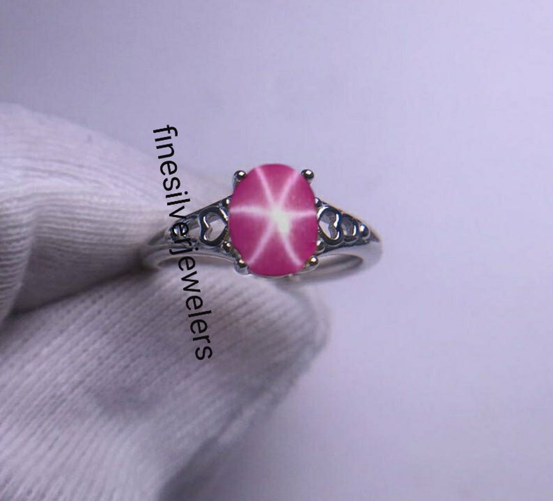 Ruby 6 Ray Star Ring in 925 Sterling Silver Ring Pink Lindy Star Ring ...