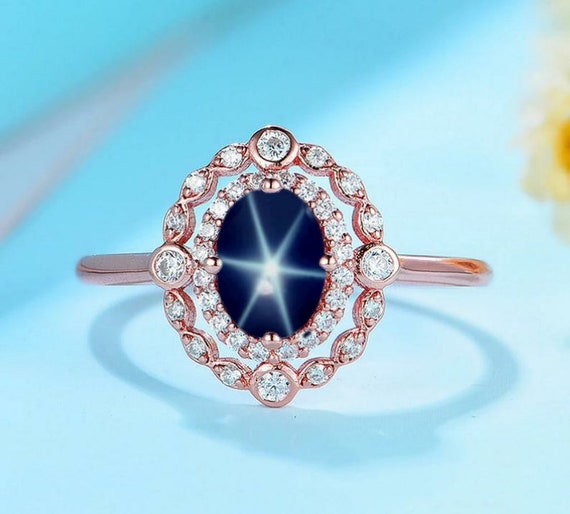 Unique Blue Star Ring in 925 Sterling Silver Lindy Blue Star | Etsy