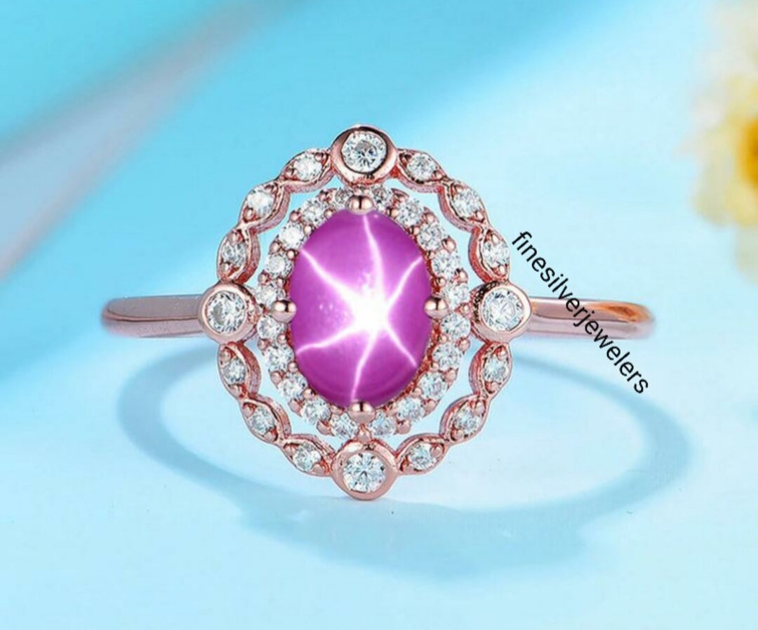 Unique Pink Star Ring in 925 Sterling Silver Lindy Pink Star Ring for ...