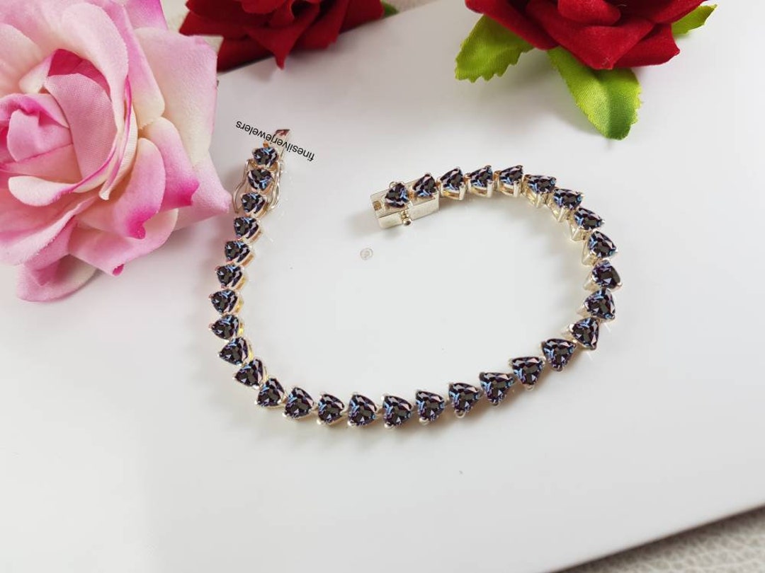 Vintage Trillion Alexandrite Bracelet-color Changing Gemstone-sterling ...