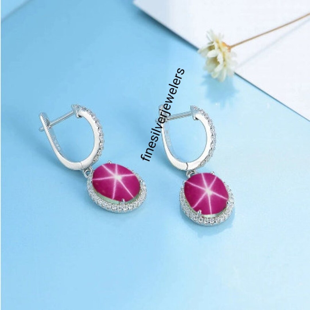 Gorgeous Ruby Pink Star Earrings for Bride Pink Lindy Star Earrings in ...