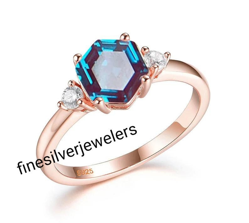 Fine Alexandrite Ring Promise Ring June Birthstone Octagon Cut - Etsy