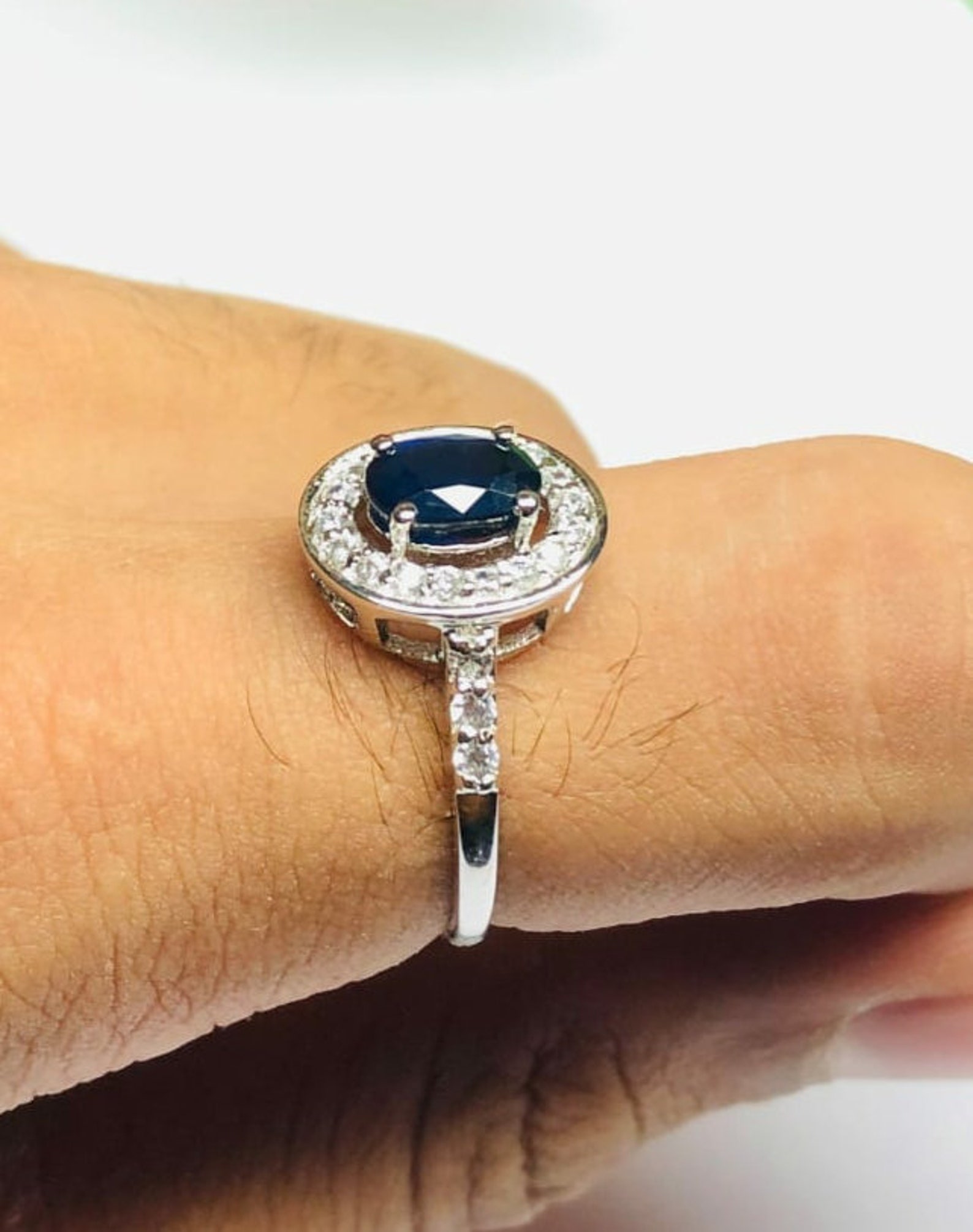 Dainty Sapphire Ring Silver Blue Gemstone Ring Sapphire - Etsy