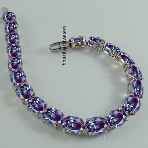 Vintage Silver Alexandrite Bracelet-color Changing Gemstone-sterling ...