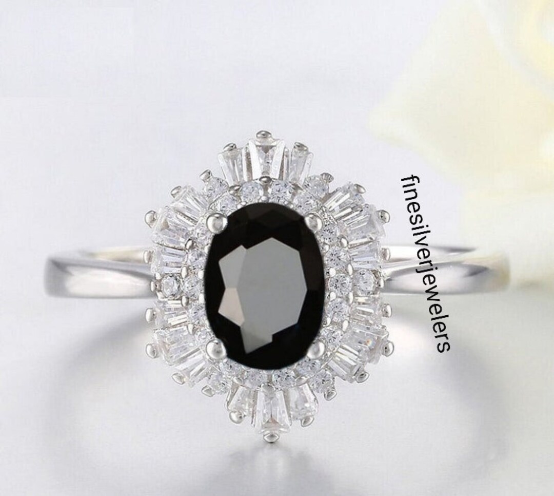 Jahrestag Ring, Echter Schwarzer Onyx Ring, Oval Geschliffener ...