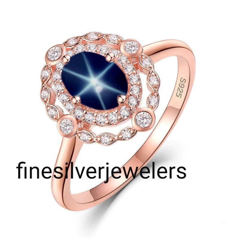 Unique Blue Star Ring in 925 Sterling Silver Lindy Blue Star - Etsy