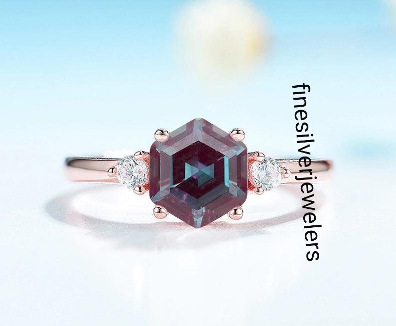 Fine Alexandrite Ring Promise Ring June Birthstone Octagon Cut - Etsy