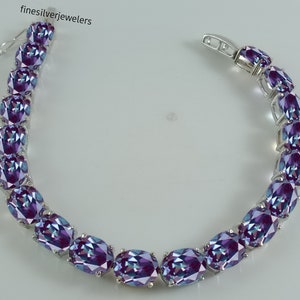 Vintage Silver Alexandrite Bracelet-color Changing Gemstone-sterling ...