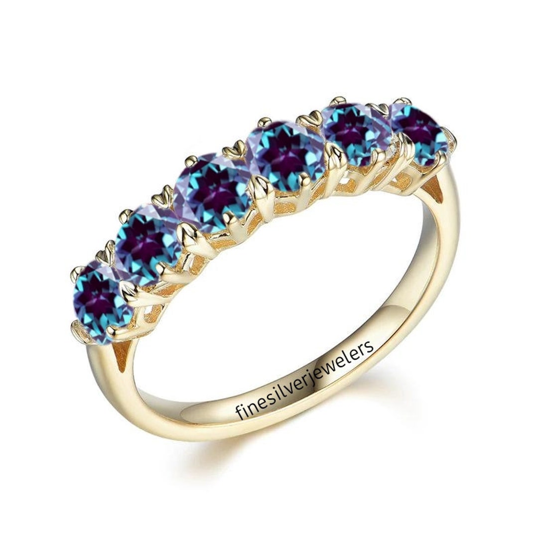 Eternity Band/4mm Alexandrite Wedding Ring/24k Gold Vermeil/half ...