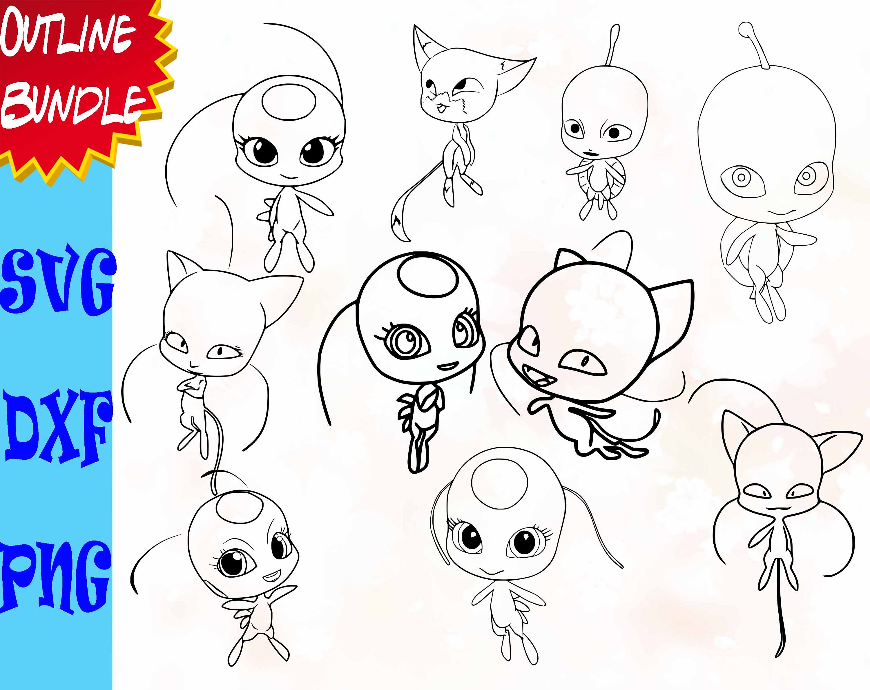 Miraculous Ladybug Outline SVG PNG DXF for Cut files | Etsy