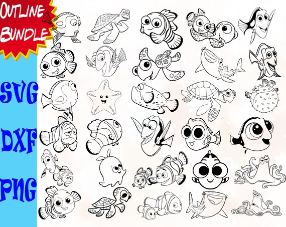 Finding Nemo outline SVG PNG DXF for Cut files cricut | Etsy