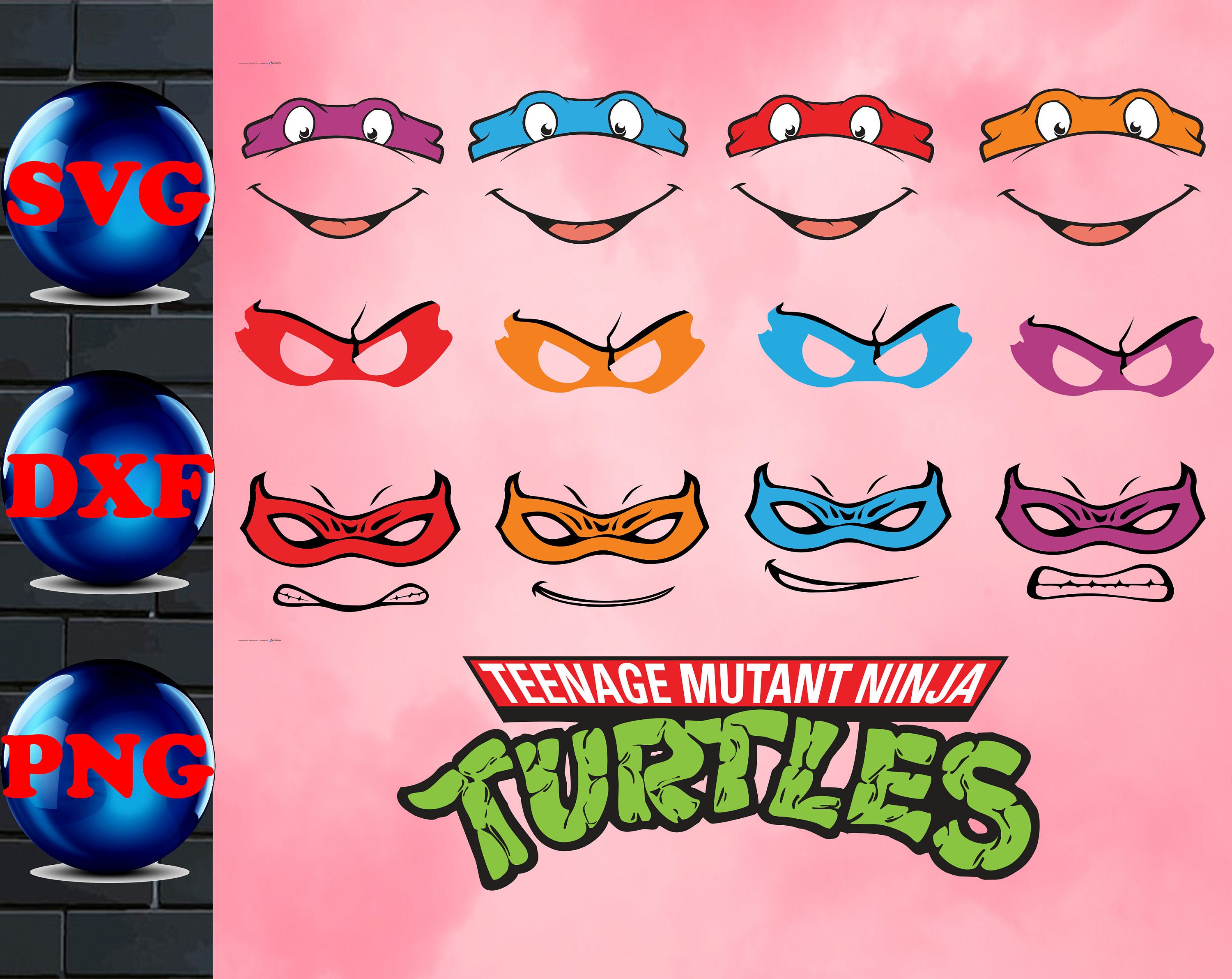 Bundle Teenage Mutant Ninja Turtles Masks SVG PNG DXF for | Etsy