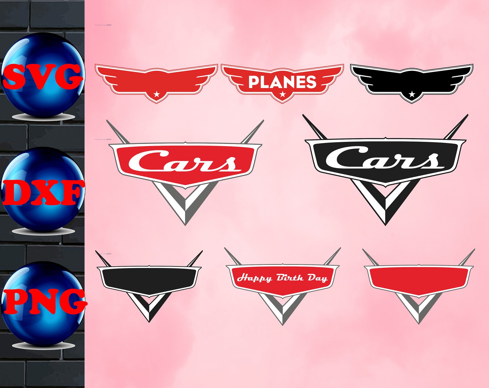Cars Logo Disney Cars Bundle SVG PNG DXF for Cut files | Etsy