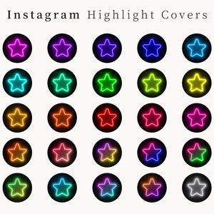 25 Neon Star Instagram Highlight Covers Instagram Story | Etsy