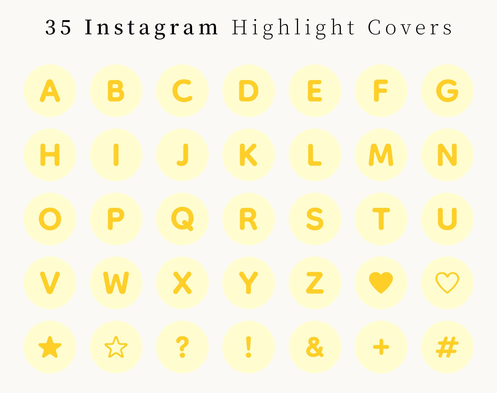 Alphabet Instagram Highlight Covers Pastel Yellow Color Instagram Story ...