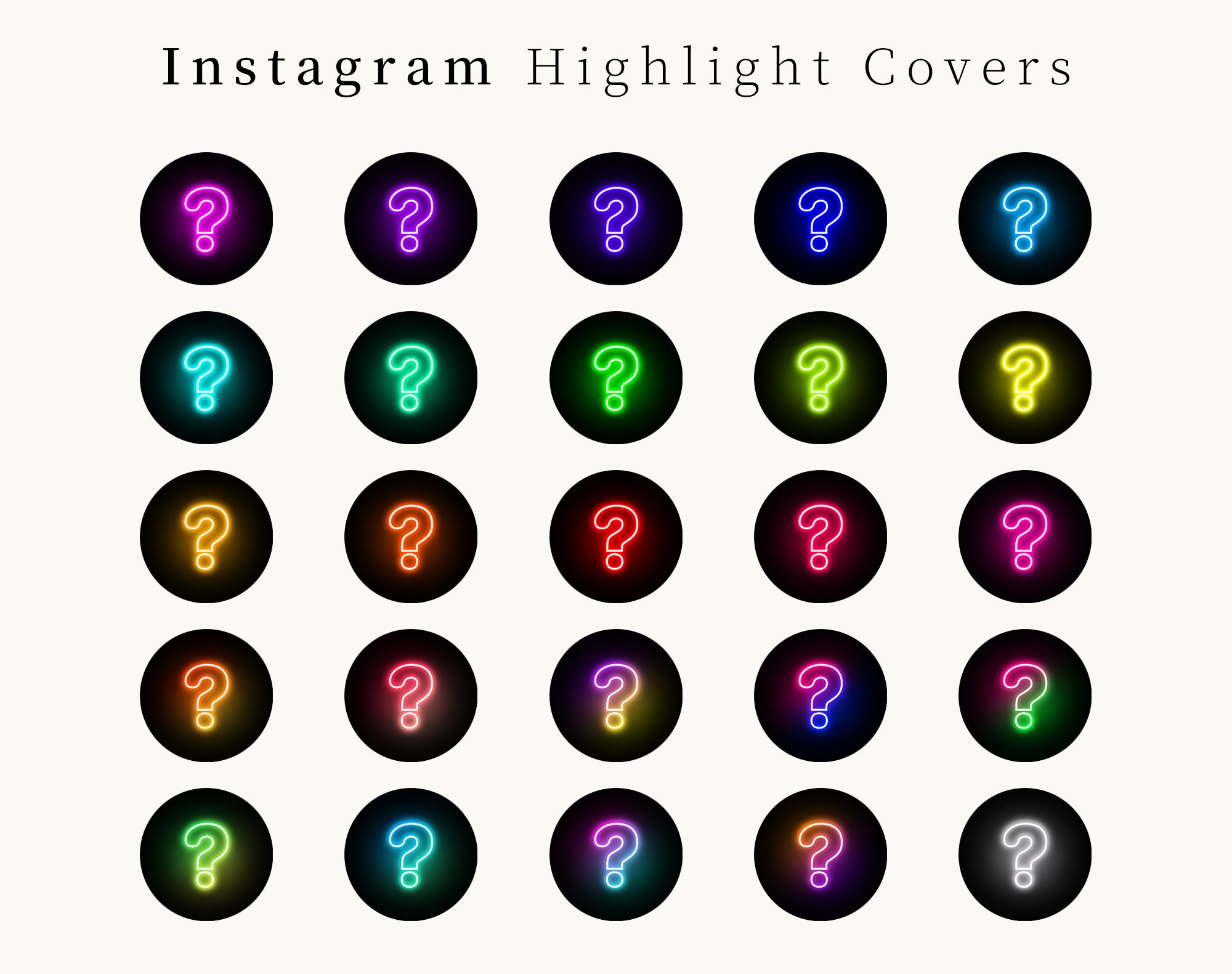 25 Neon Question Mark Instagram Highlight Covers | Instagram Story ...