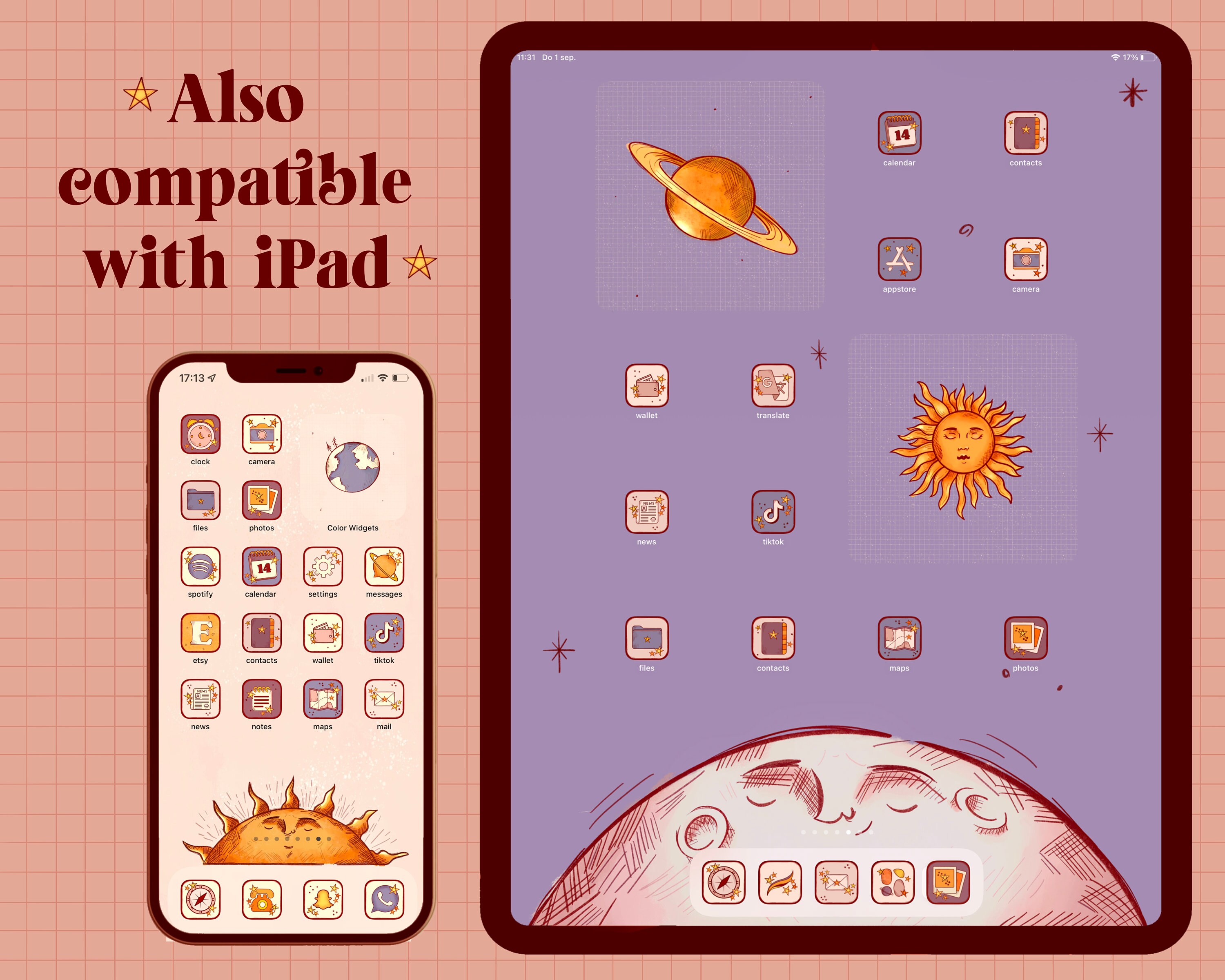 Celestial Sunset IOS App Icons Space Theme App Covers IOS - Etsy Nederland