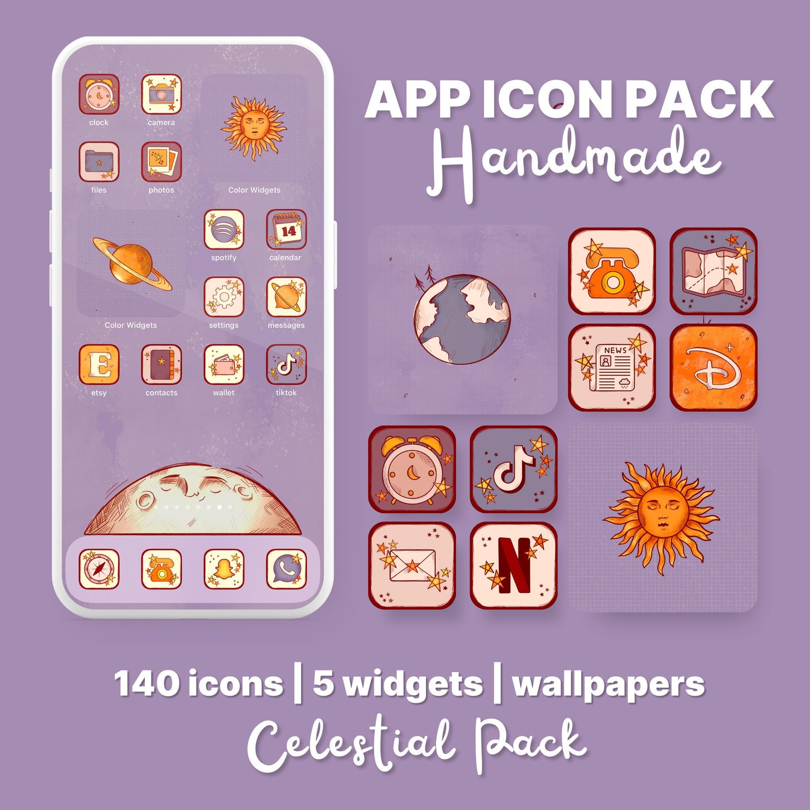 Celestial Sunset IOS App Icons | Space Theme App Covers | IOS 16, 17 ...