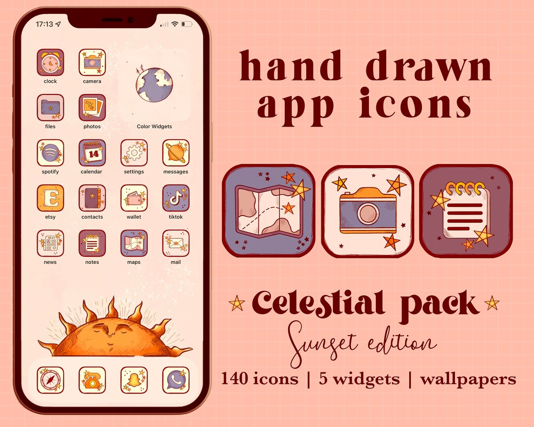 Celestial Sunset IOS App Icons Space Theme App Covers IOS - Etsy